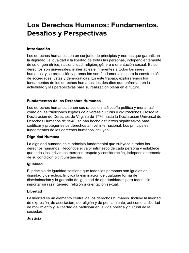 Los Derechos Humanos | PDF | Derechos humanos | Igualdad de género