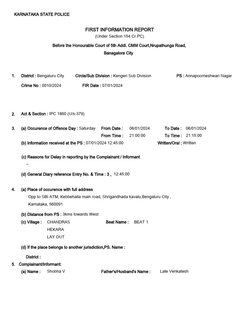 First Information Report | PDF