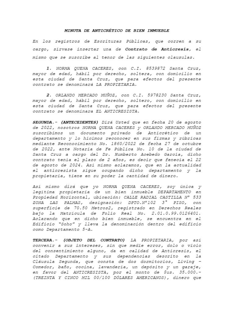 modelo-contrato-de-anticretico | PDF