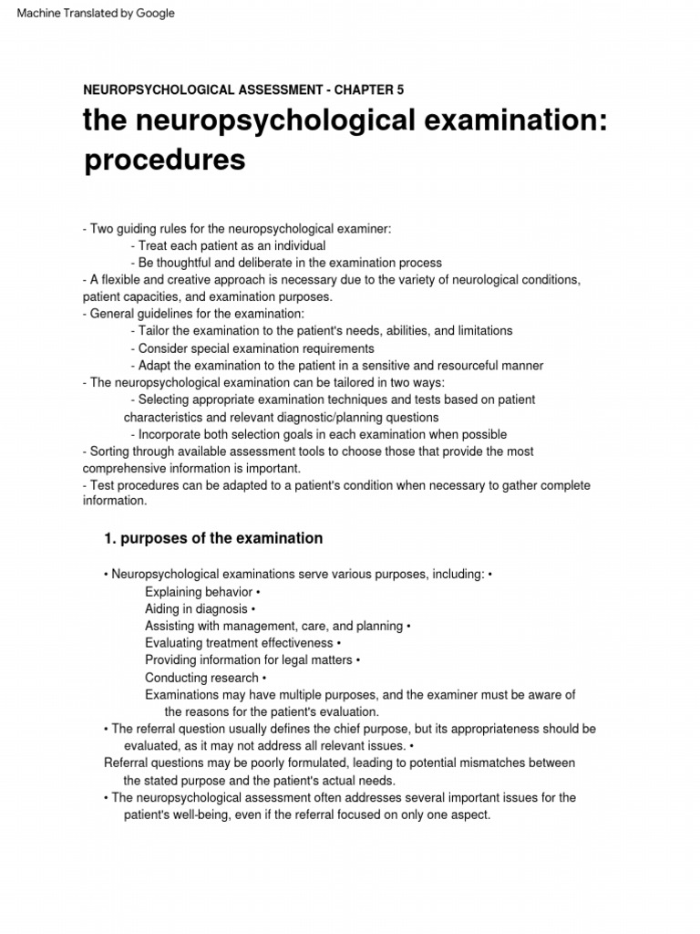 Neuropsychological Assessment - Chapter 5 | PDF | Neuropsychological ...
