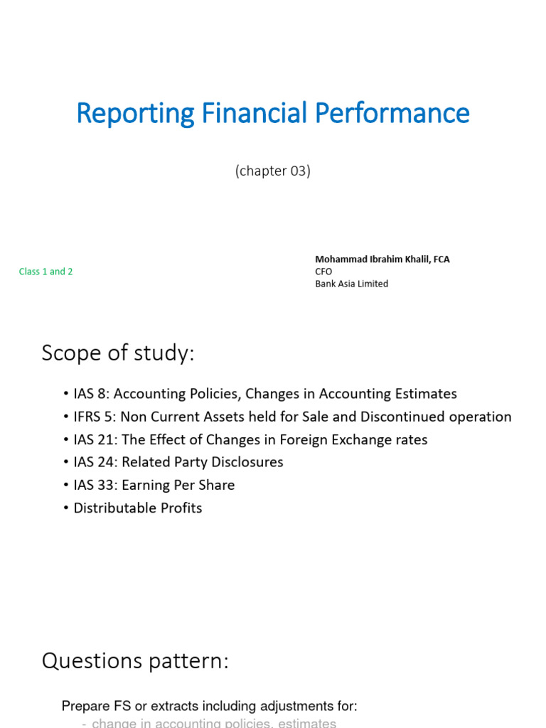 Class 1 and 2 Chapter 3. Reporting Financial Performance | PDF