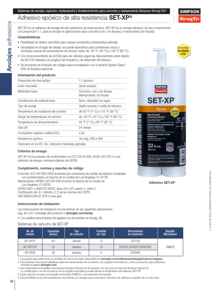 Ficha Tecnica Epoxico SET XP 2021 | PDF