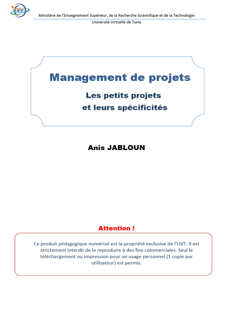 Gestion des petits projets : spécificités | PDF | Chef de projet