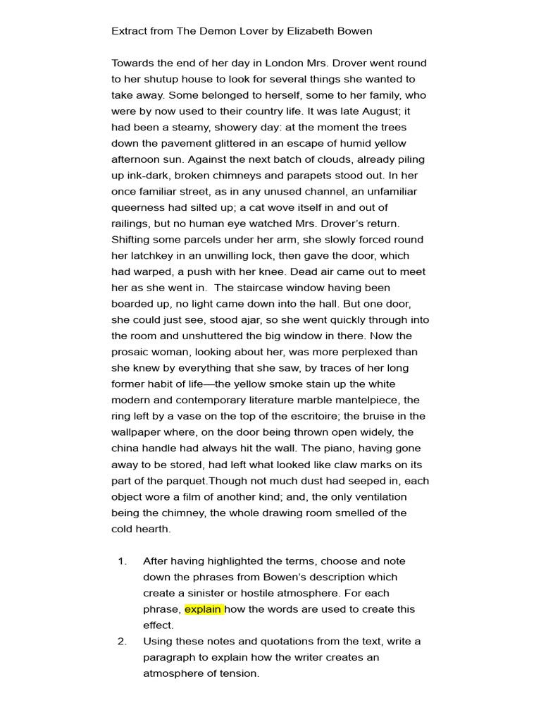 The Demon Lover by Elizabeth Bowen | PDF