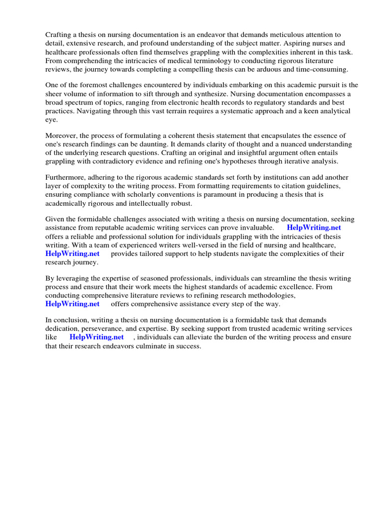 Nursing Thesis Documentation Guide | PDF | Nursing | Medical Error