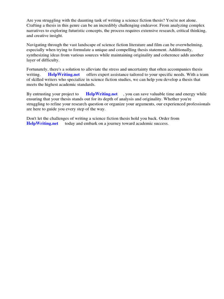 Science Fiction Thesis Statement | Download Free PDF | Essays | Science