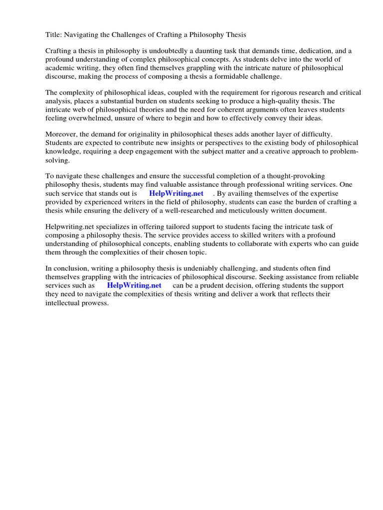 Thesis Philosophy Sample | PDF