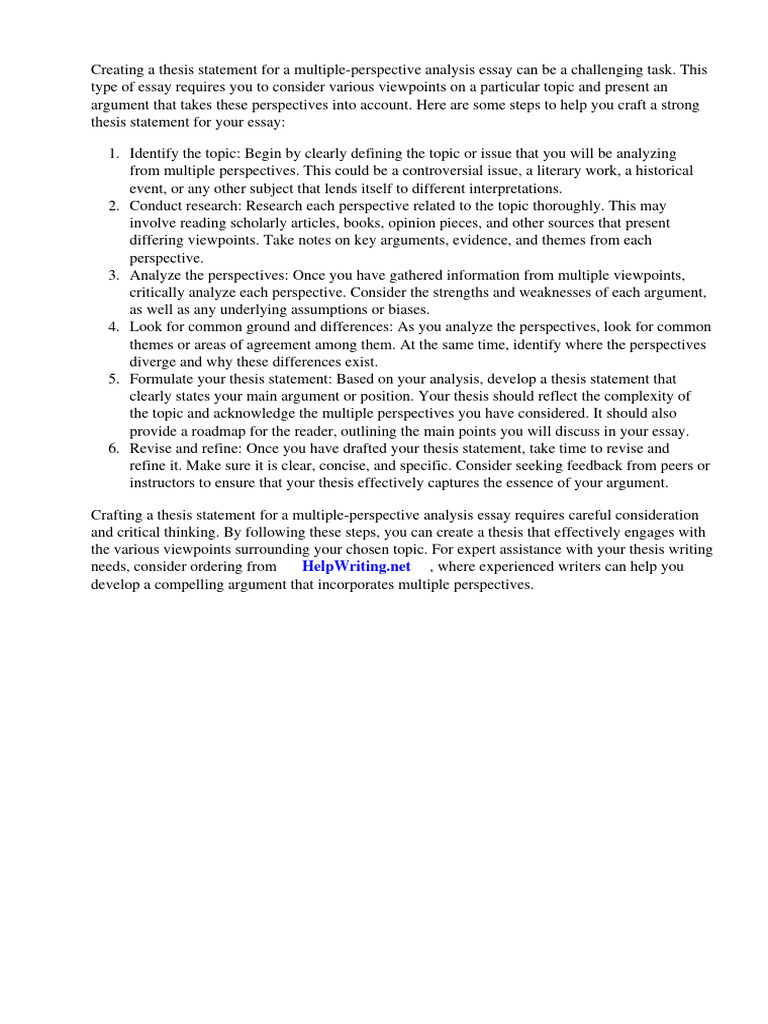 What Are Some Steps For Creating A Thesis Statement For A Multiple ...