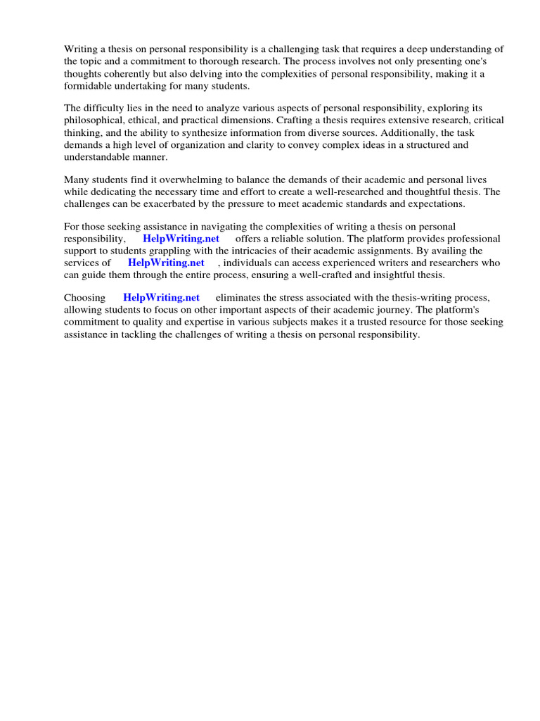 How To Write A Thesis On Personal Responsibility | PDF
