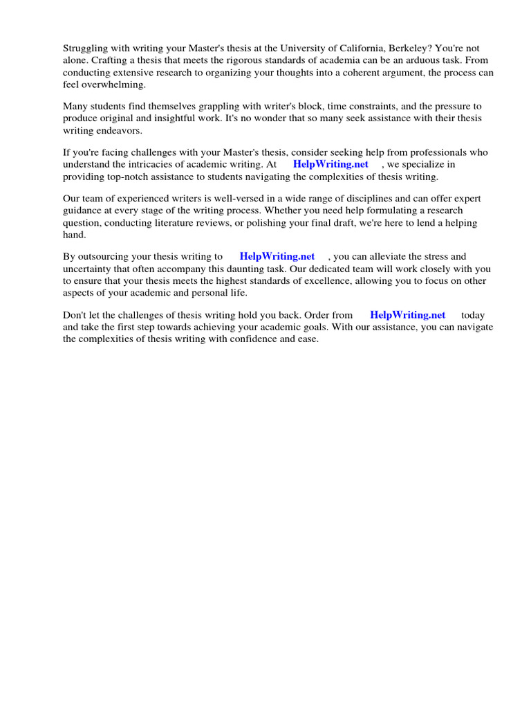 Master's Thesis Help at UC Berkeley | PDF | Career & Growth