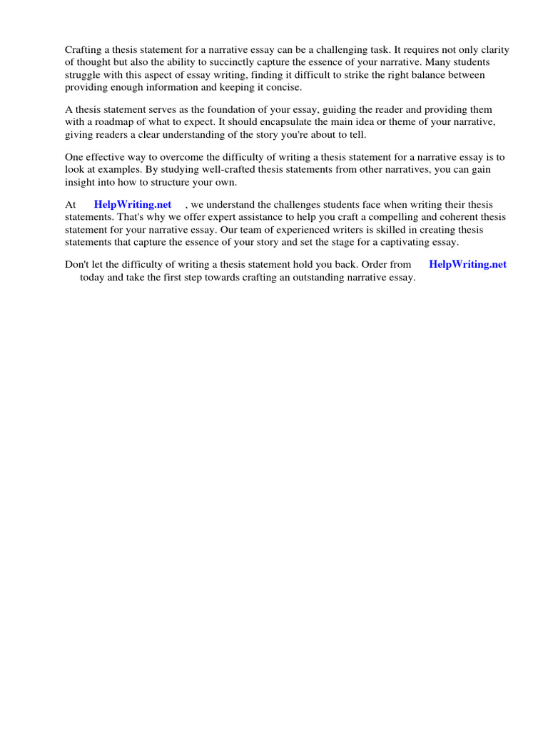 Thesis Statement Narrative Essay Examples | PDF | Essays | Narrative