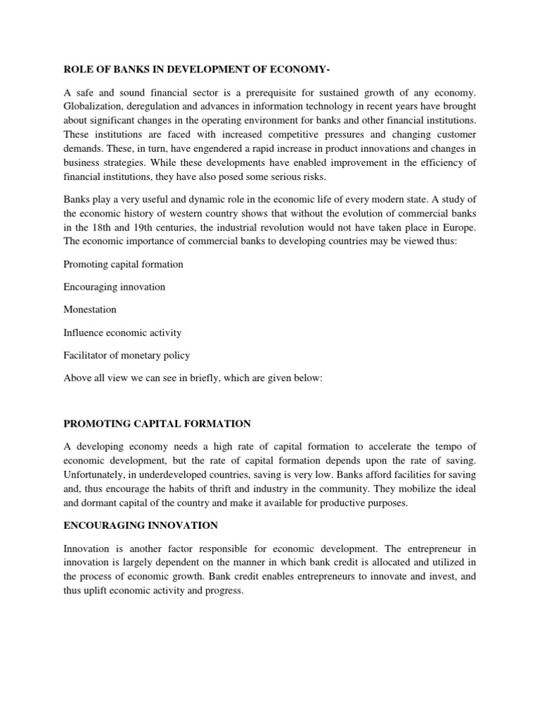 Role of Banks in Development of Economy | PDF | Reserve Bank Of India ...