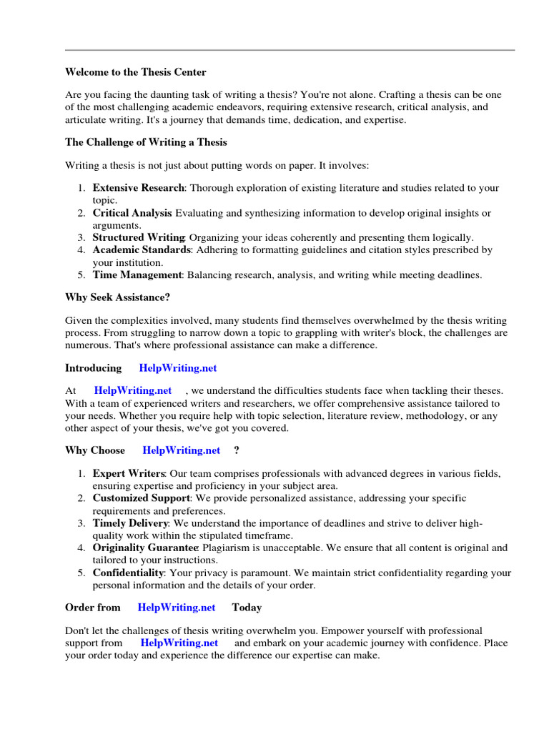 Thesis Center Header Image | PDF | Thesis | American Psychological ...