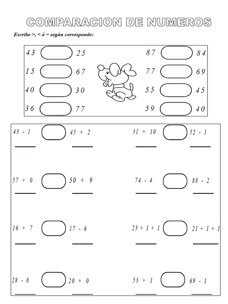 Comparacion de Numeros para Segundo de Primaria | PDF