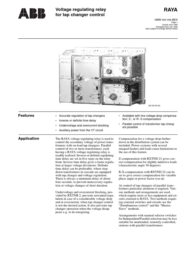 1MRK504006-BEN en RAYA Voltage Regulating Relay For Tap Changer Control ...