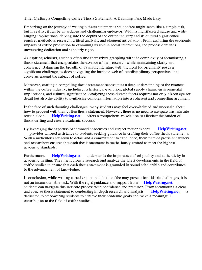 Coffee Thesis Statement | PDF | Coffee | Essays