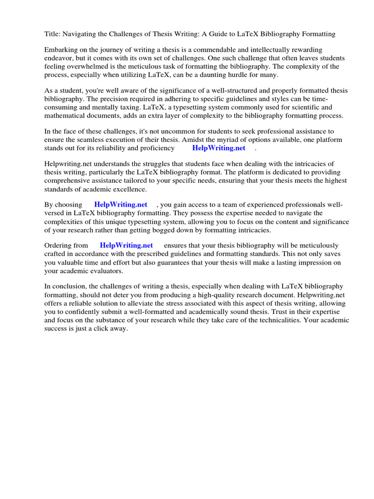 Thesis Bibliography Format Latex | Download Free Pdf | Citation 