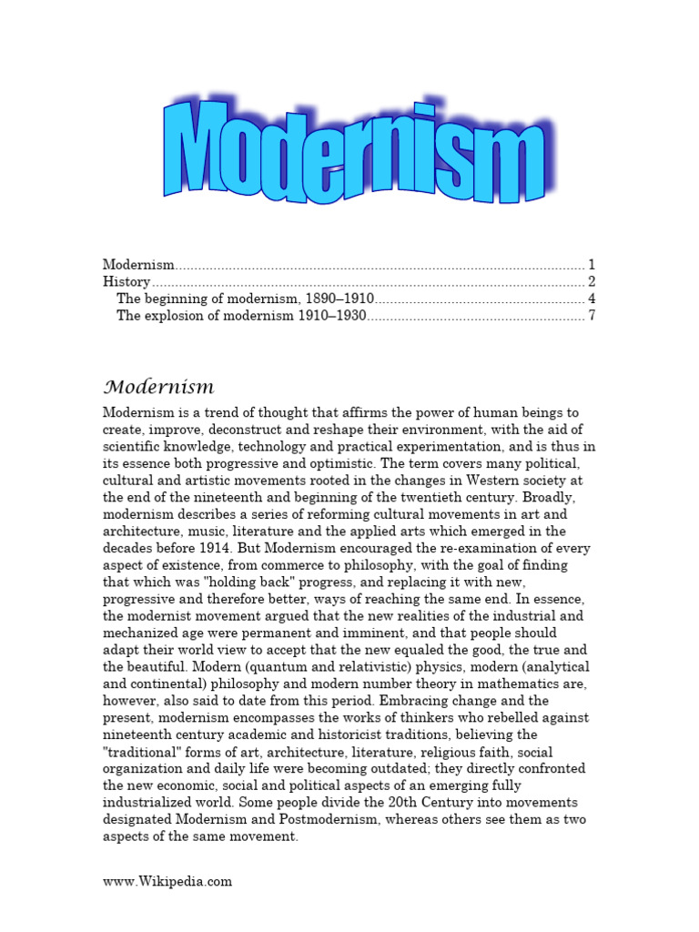 03 Modernism - History and Beginnings | PDF | Modernism | Positivism