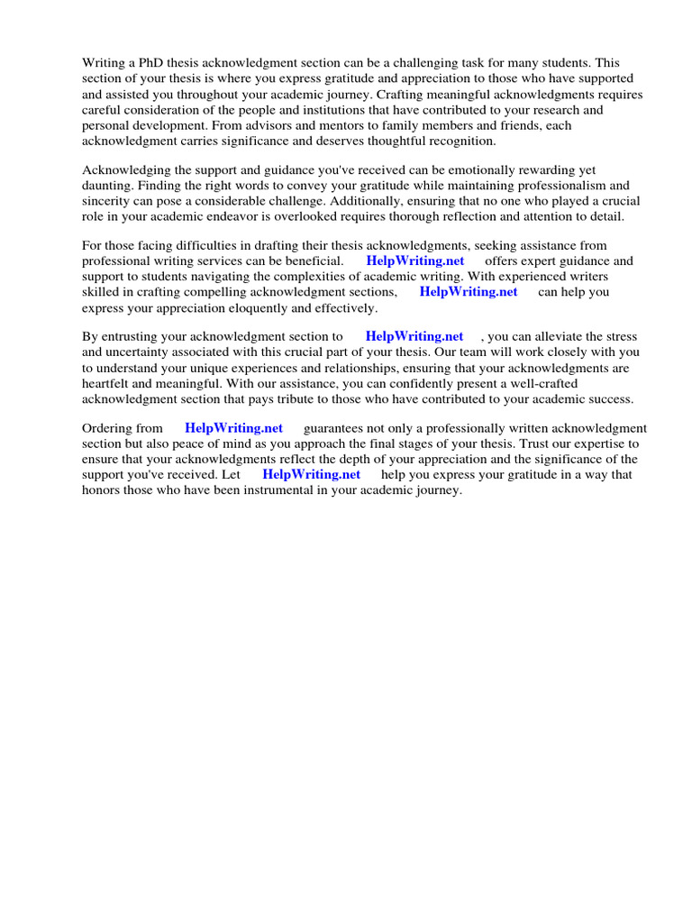 How To Write A PHD Thesis Acknowledgement | PDF