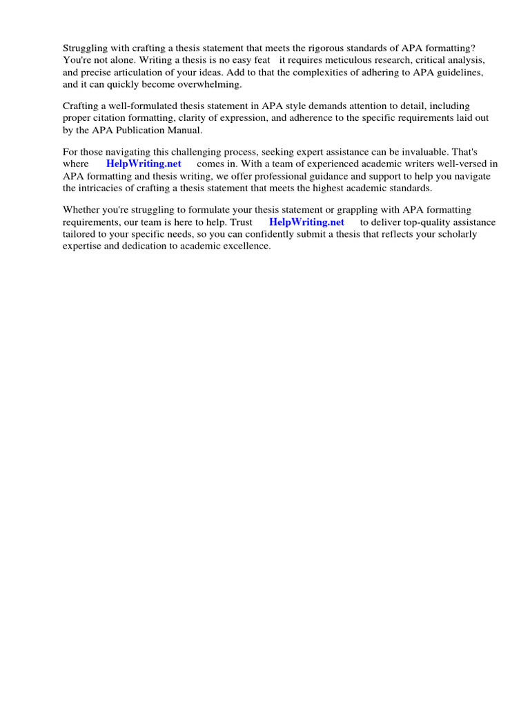 Apa Thesis Statement Examples | PDF | Career & Growth | Science & Mathematics
