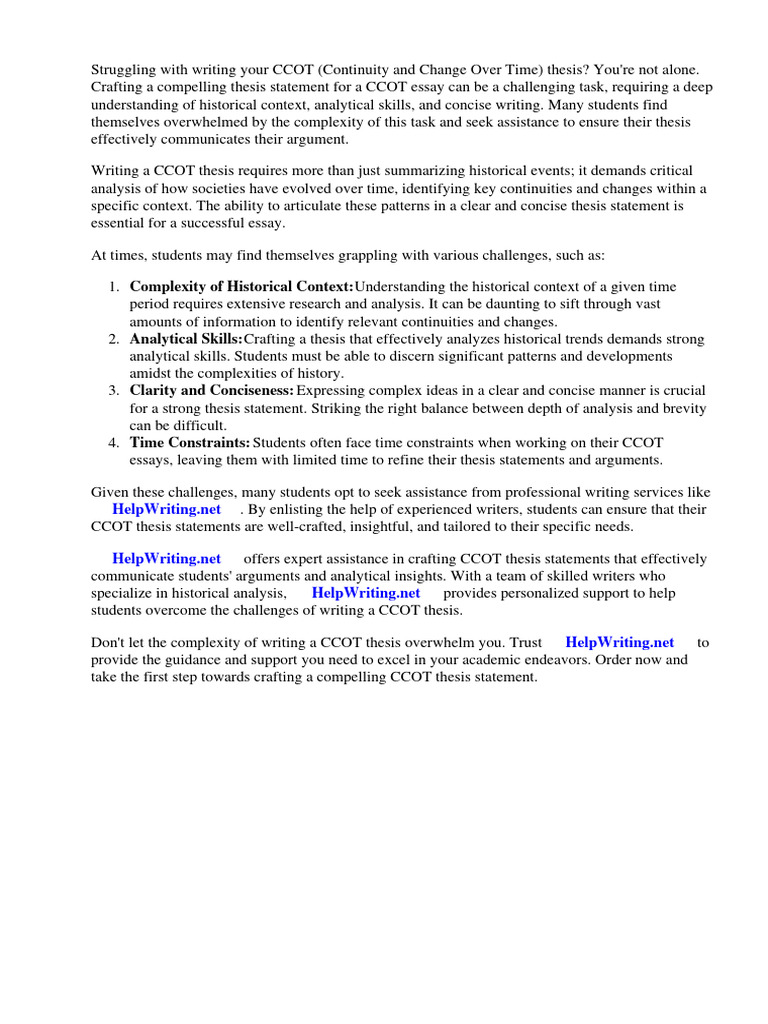 Ccot Thesis Example | PDF