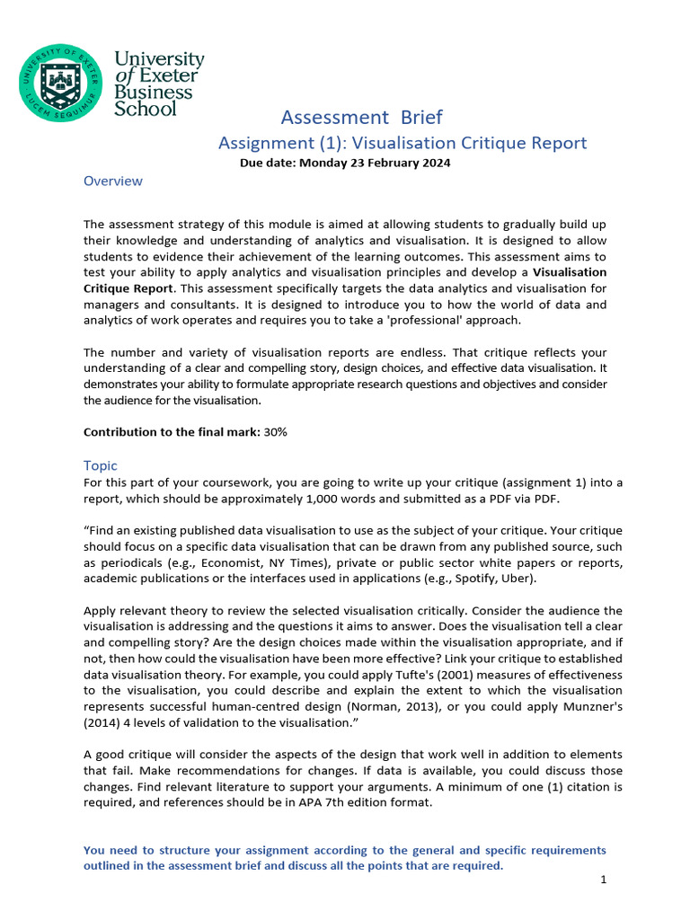 Assignment (1) Visualisation Critique Report | PDF
