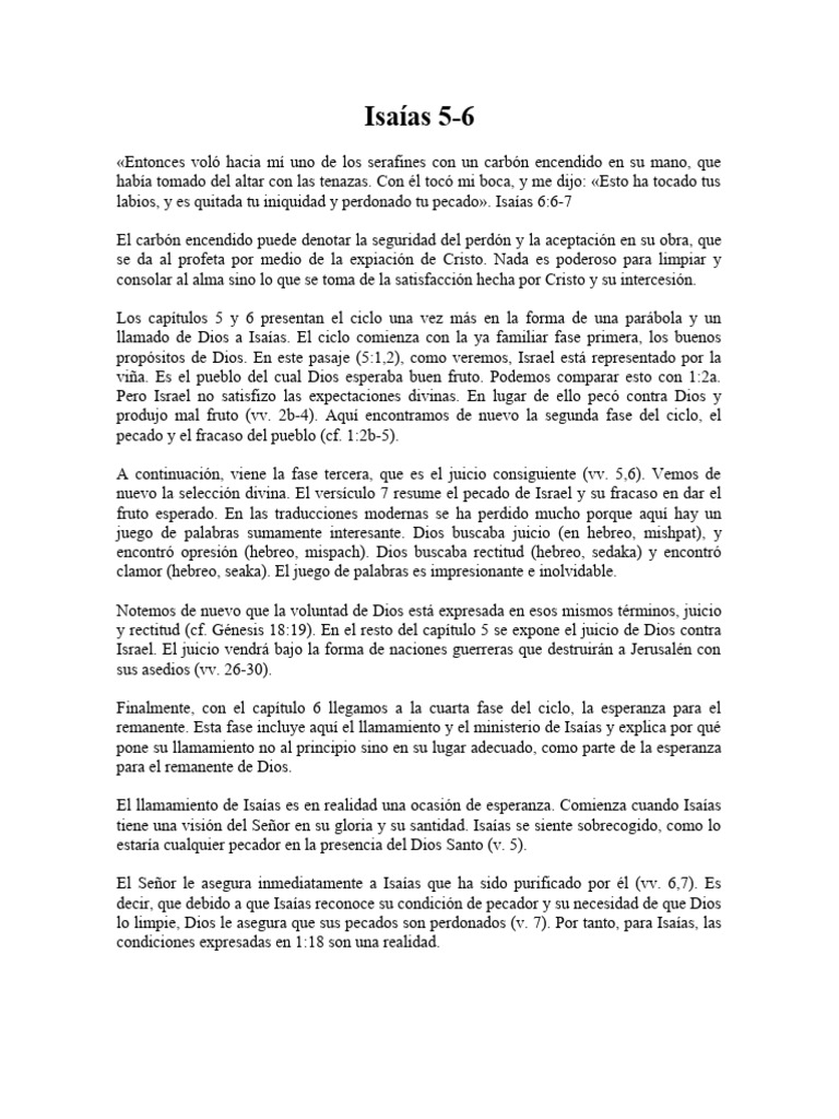 Isaías 5-6 | PDF | Isaias | Pecado