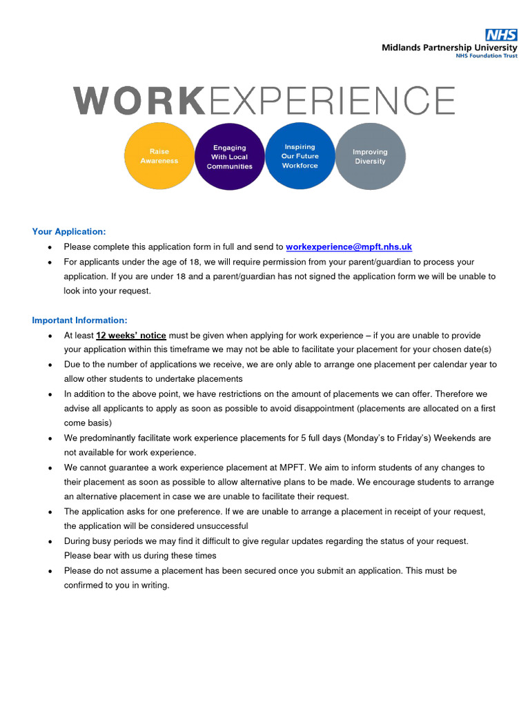 Work Experience Application Guide | PDF