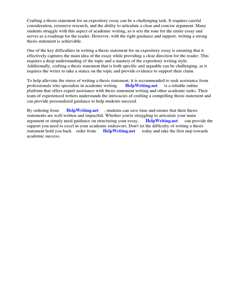 How To Write Thesis Statement For Expository Essay | PDF