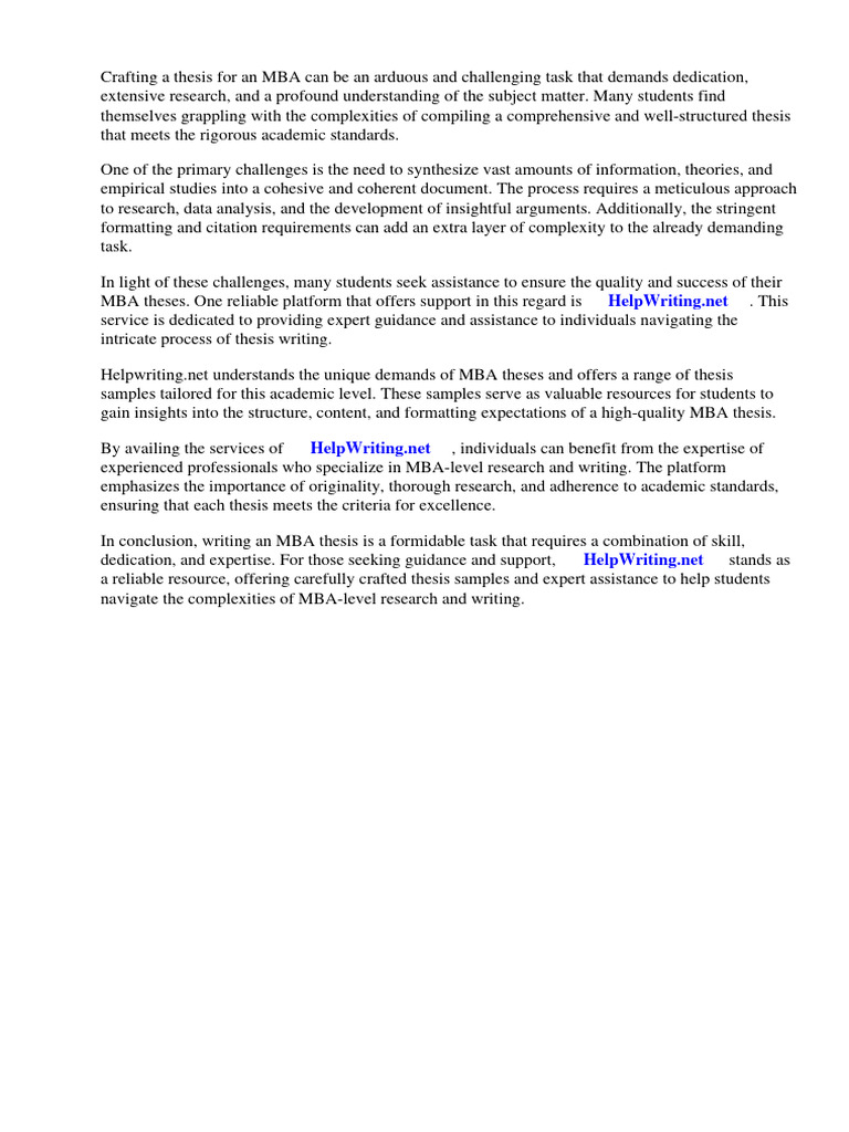 Thesis Samples For Mba | PDF | Entrepreneurship | Leadership