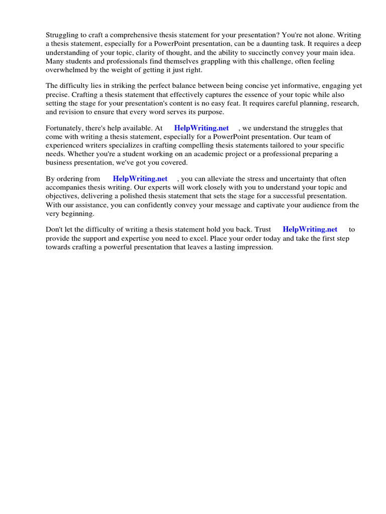 Topic Sentence Thesis Statement | PDF