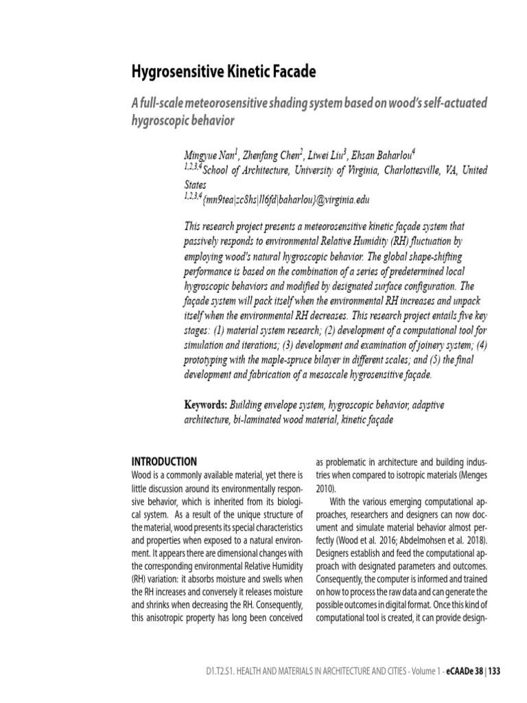 Hygrosensitive Kinetic Facade | PDF