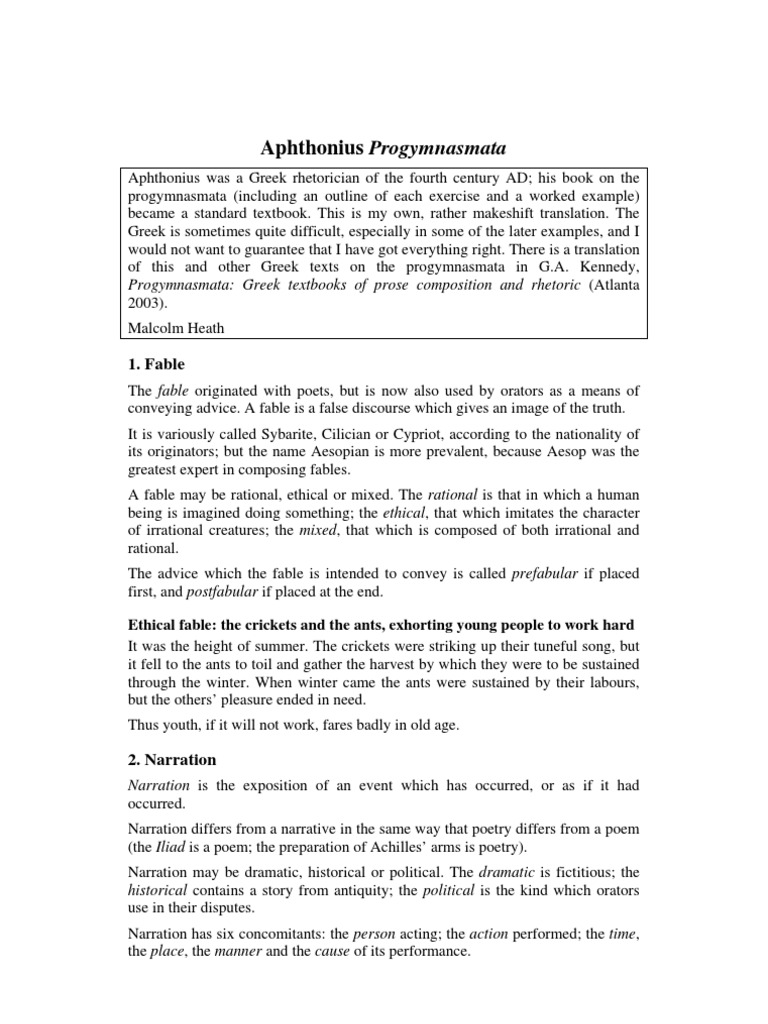 Aphthonius' Progymnasmata Overview | PDF | Hector | Achilles