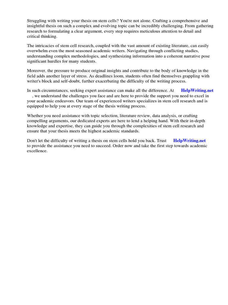 Thesis Stem Cells | PDF