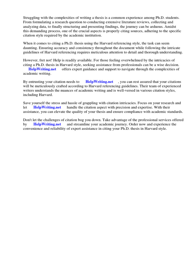 How To Cite PHD Thesis Harvard | PDF | Citation | Apa Style