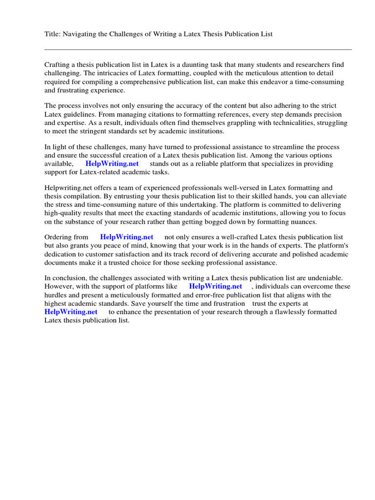 Latex Thesis Publication List | PDF | Computers