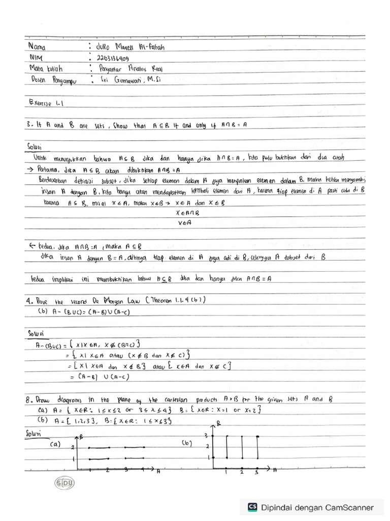 Tugas 1 Pengantar Analisis Real Julio Marcell Al-Fatah | PDF
