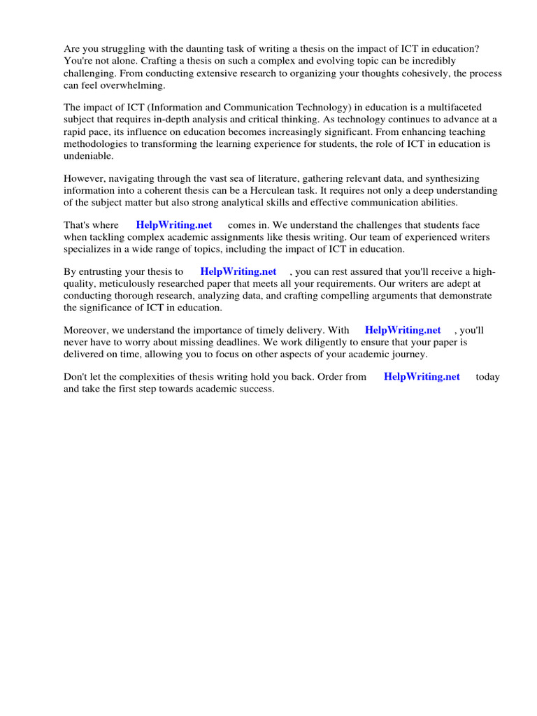 Impact of Ict in Education Thesis | PDF