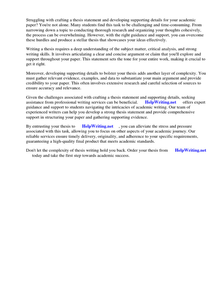 Example of Thesis Statement and Supporting Details | PDF | Essays | Thesis