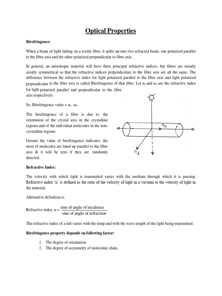 Optical Properties | PDF | Refractive Index | Fibers