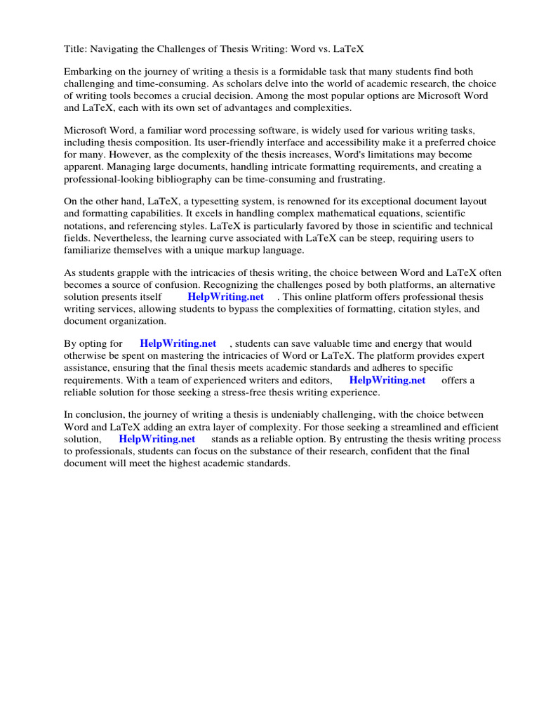 Thesis Word Vs Latex | PDF