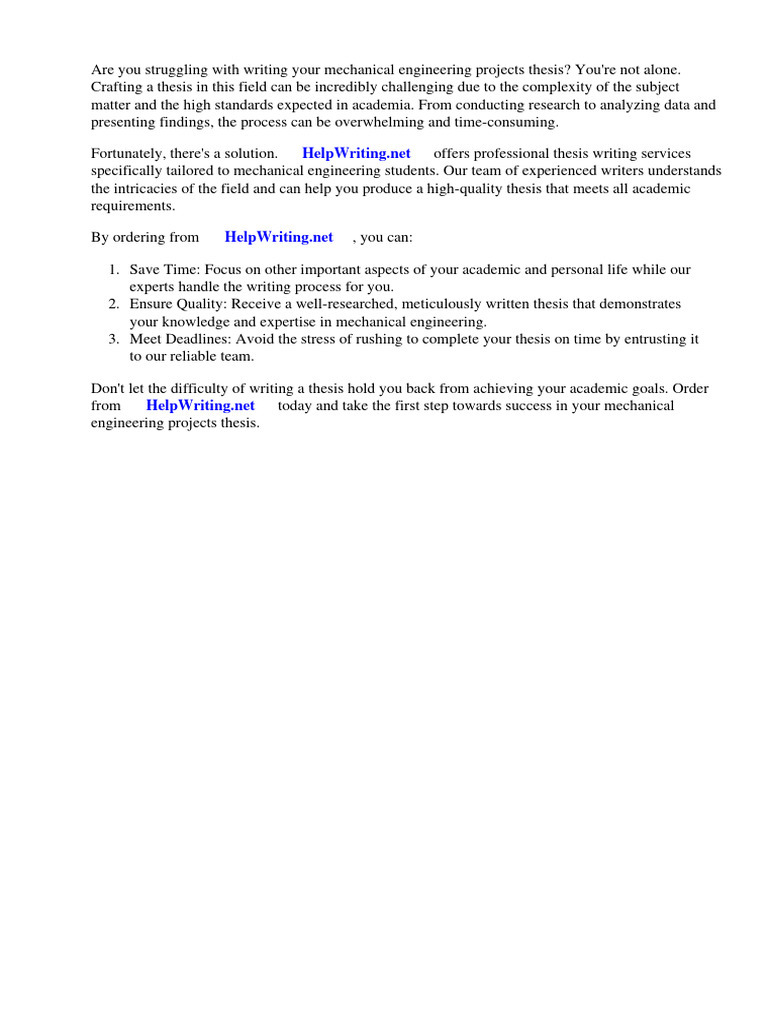 Mechanical Engineering Projects Thesis | PDF | Engineering | Mechanical Engineering