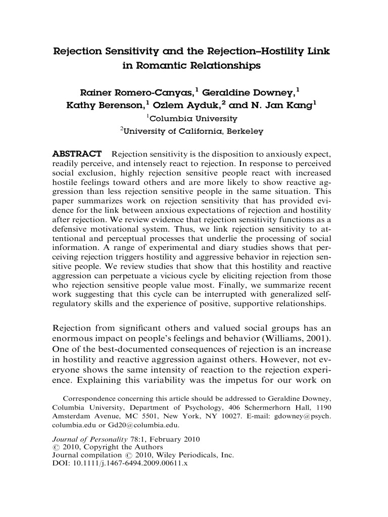 Rejection-Hostility Link | PDF | Science & Mathematics