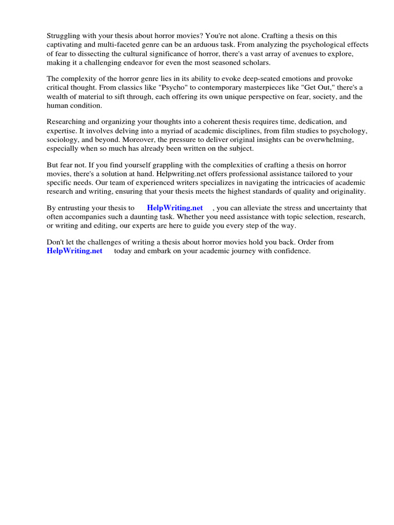 Thesis About Horror Movies | PDF | Horror Films | Essays