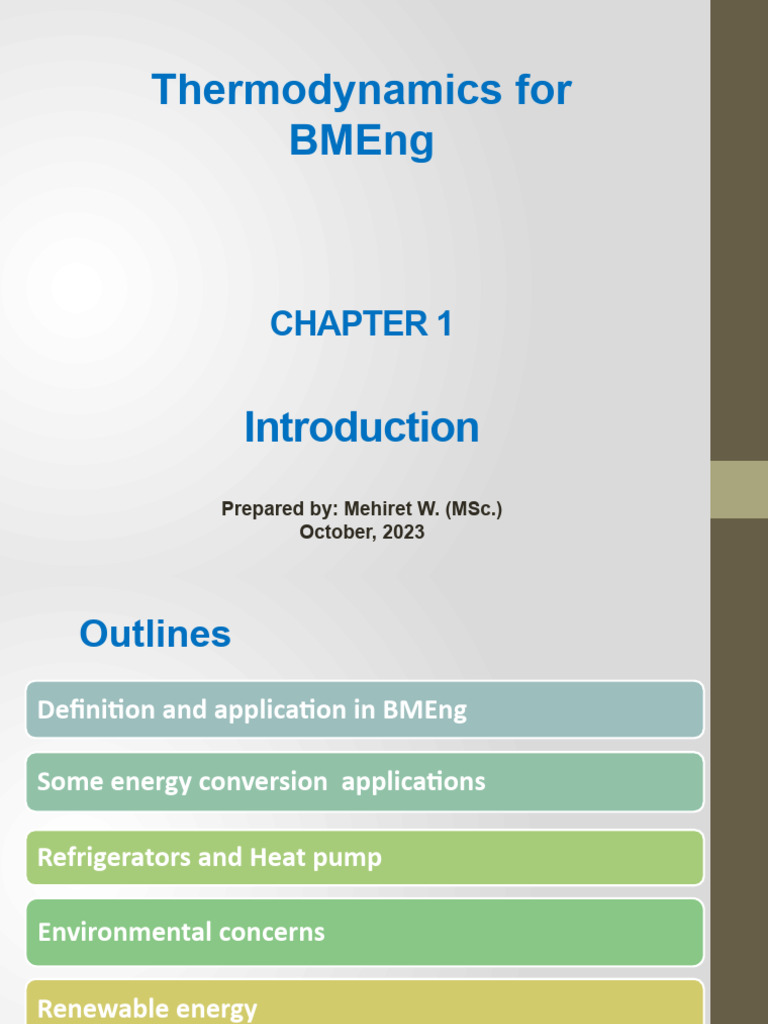 CH01 Thermodynamics For BMEng | PDF | Thermodynamics | Temperature