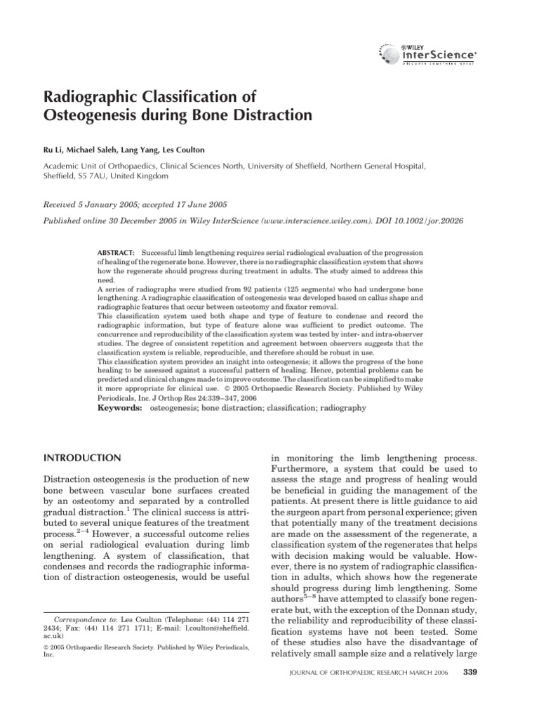 Radiographic Classification of regenerate | PDF