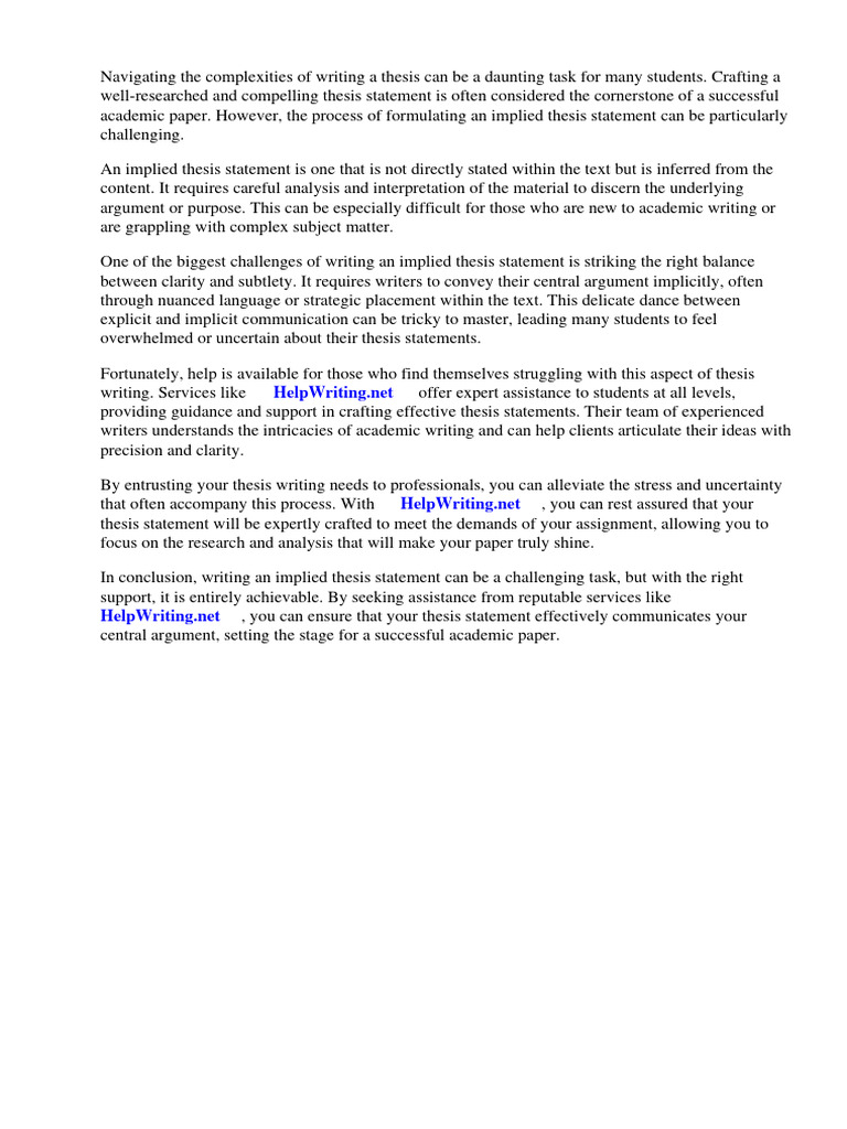 What Is An Implied Thesis Statement | PDF | Essays | Thesis