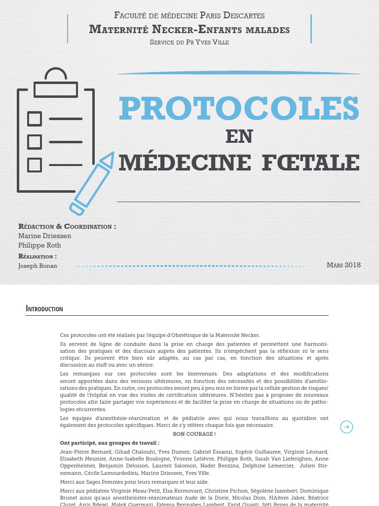 Protocoles en Medecine Foetale | PDF