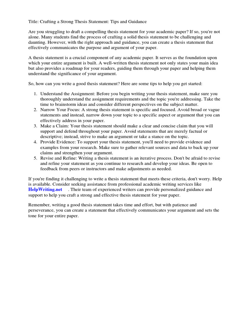 How Can You Write A Good Thesis Statement | PDF | Essays | Thesis