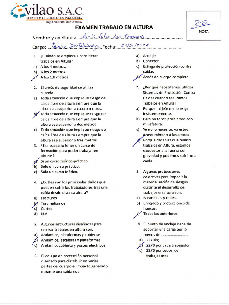 Avalo Falen Examen Altura | PDF